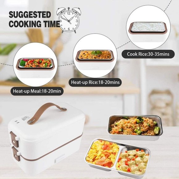 Vigor | Kitchen | Heated Lunch Box 80 Ml Self Cooking Electric Lunch Box Portable Food Warmer ...